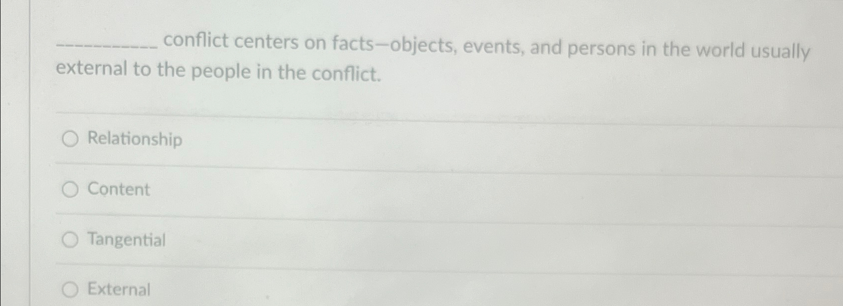 Solved conflict centers on facts-objects, events, and | Chegg.com