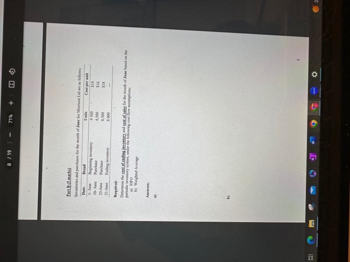 Solved Peri B. 15 marks Nequired: Determine the gost of | Chegg.com