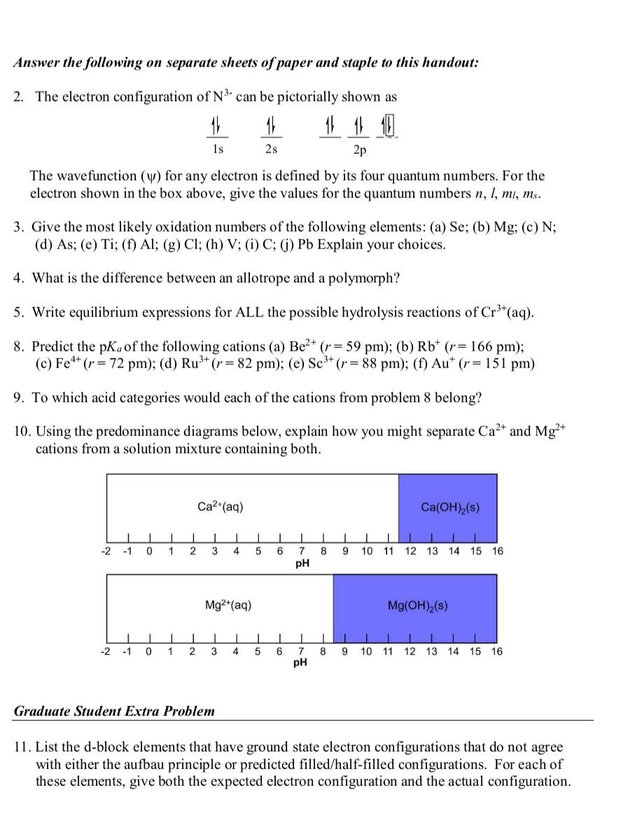 Solved Name 1 Give Electron Configurations And Number Of