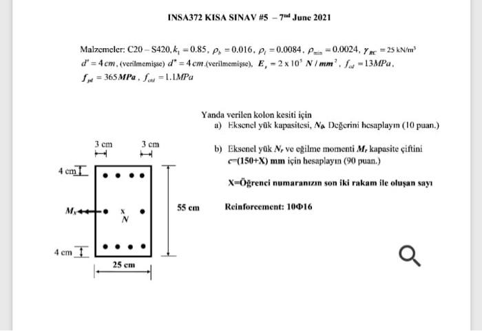 Solved For The Column Section Given On The Right A