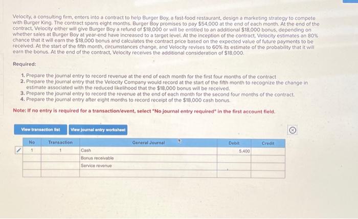 Solved Velocity, a consulting firm, enters into a contract | Chegg.com