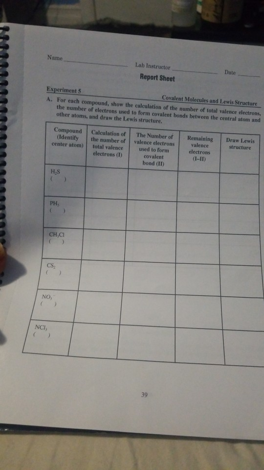 Solved Name Lab Instructor Date Report Sheet Experiments | Chegg.com