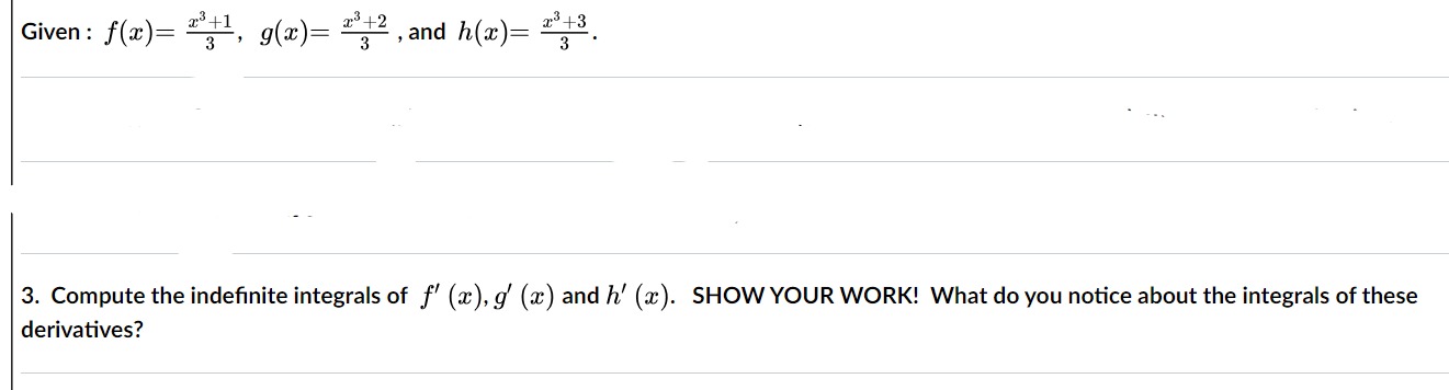 Solved Given : f(x)=x3+13,g(x)=x3+23, ﻿and | Chegg.com