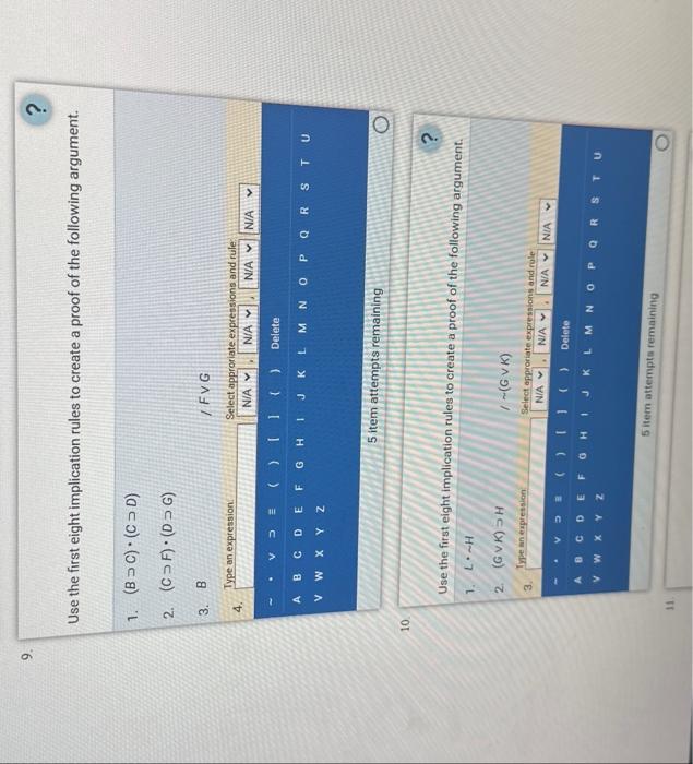 9. Use the first eight implication rules to create a | Chegg.com