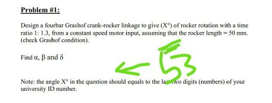 Solved Problem #1: Design a fourbar Grashof crank-rocker | Chegg.com