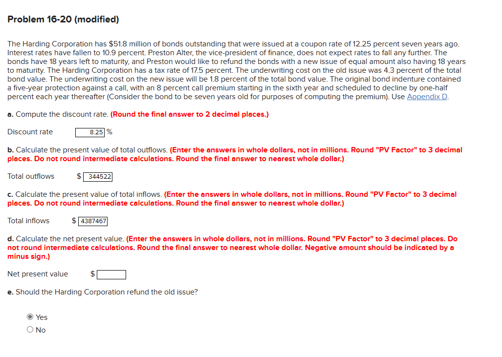 Solved Problem 16-20 (modified)The Harding Corporation has | Chegg.com