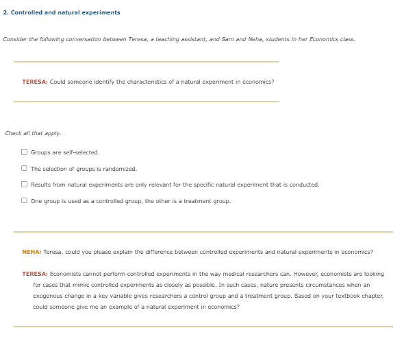 Solved Controlled and natural experimentsConsider the | Chegg.com