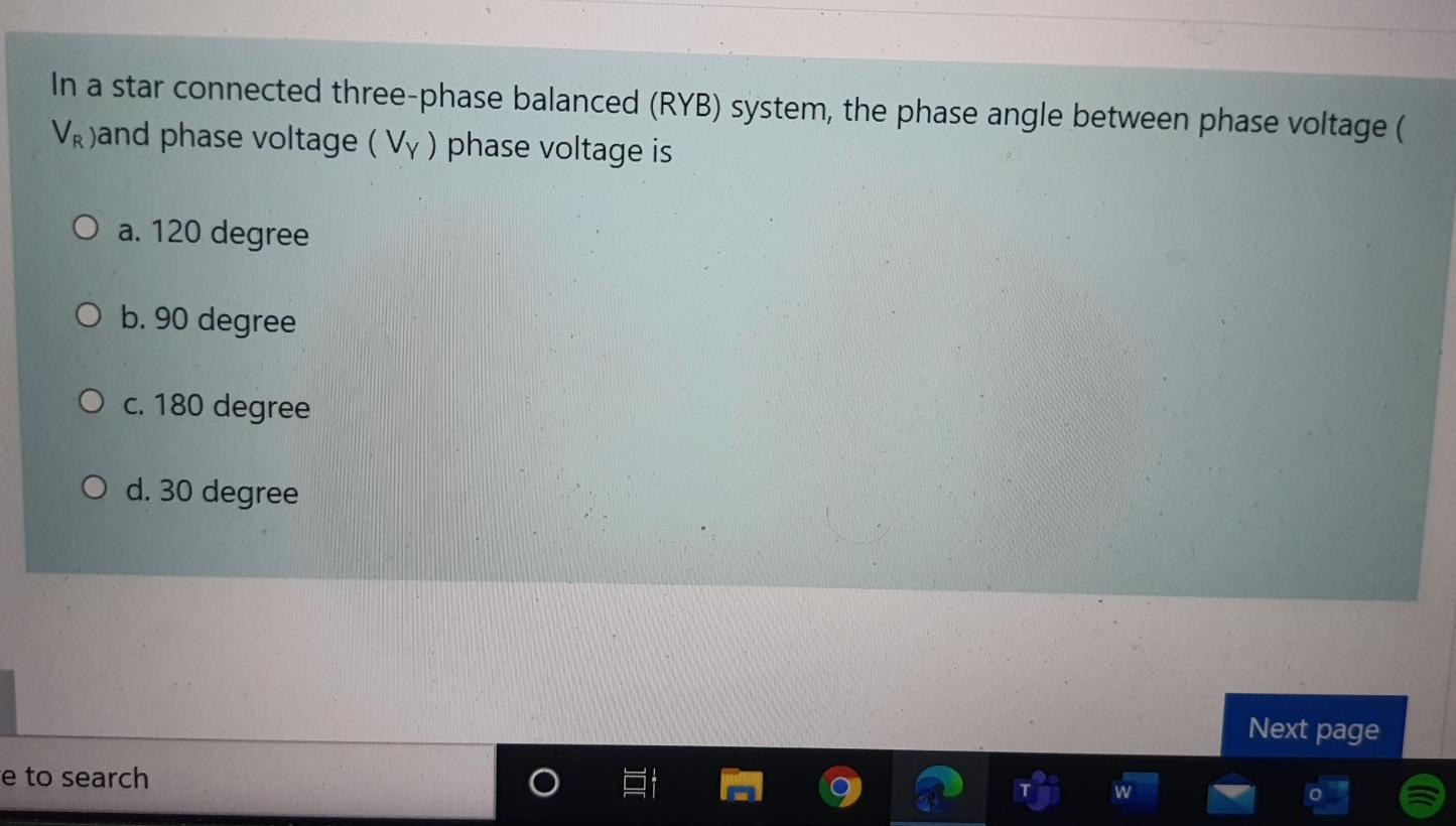 Solved In a star connected three-phase balanced (RYB) | Chegg.com
