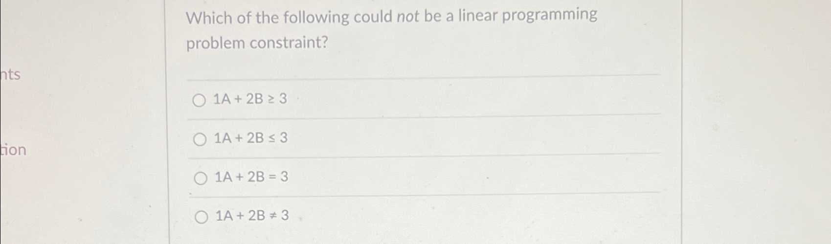 Solved Which of the following could not be a linear | Chegg.com