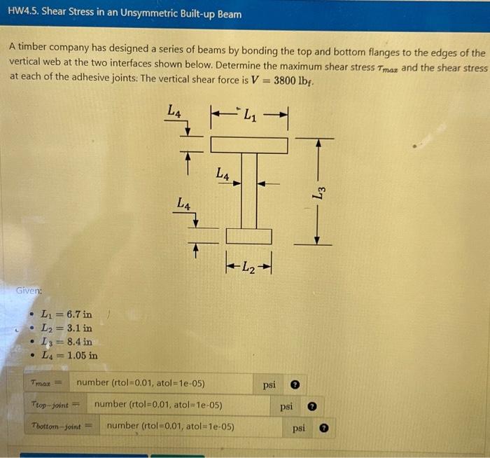 Solved A timber company has designed a series of beams by | Chegg.com