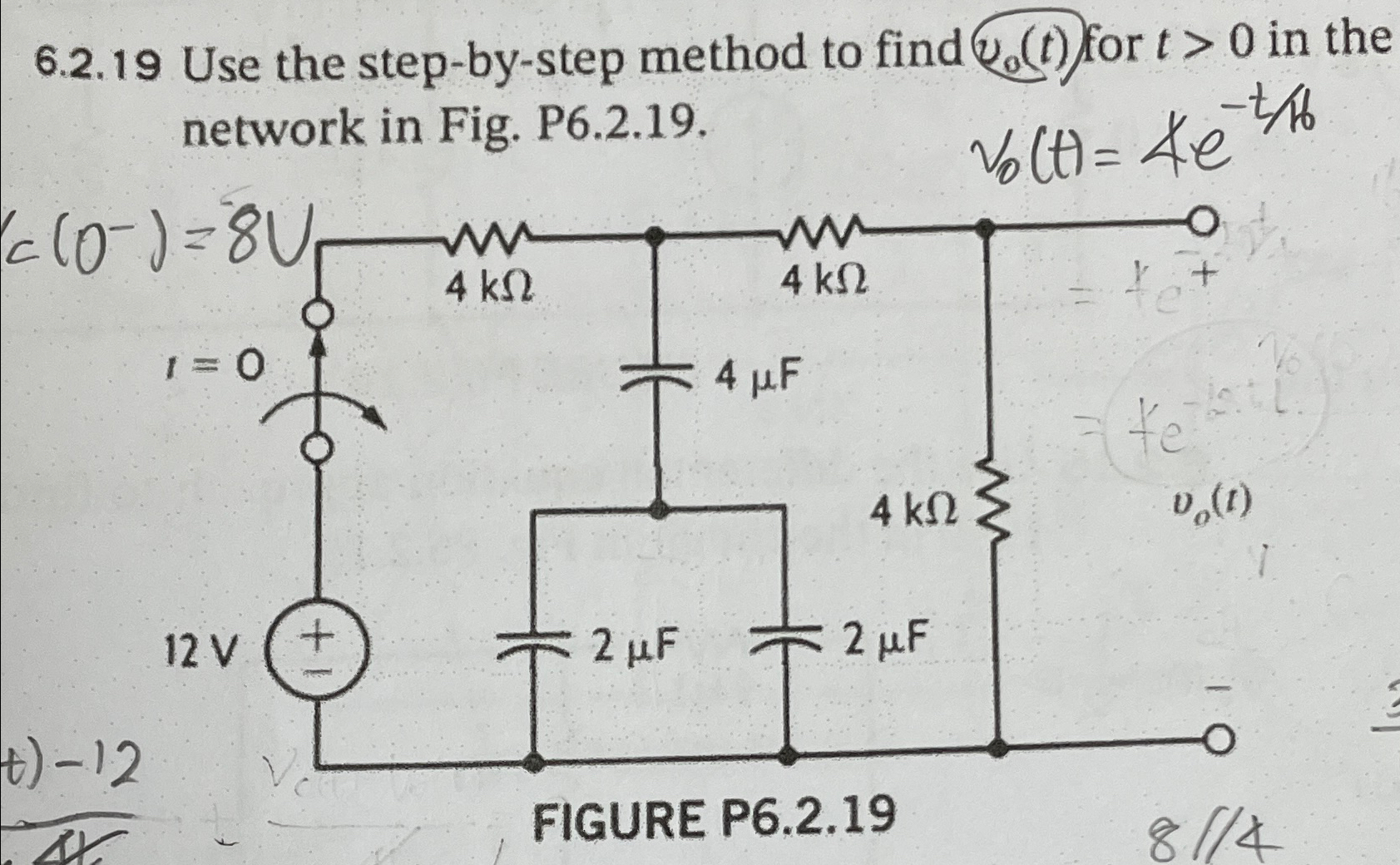 Solved 6.2.19 ﻿Use the step-by-step method to find vo(t) | Chegg.com