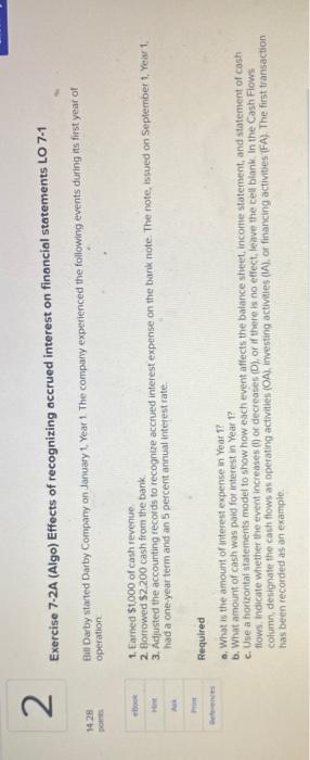 Solved 2 Exercise 7-2A (Algo) Effects of recognizing accrued | Chegg.com