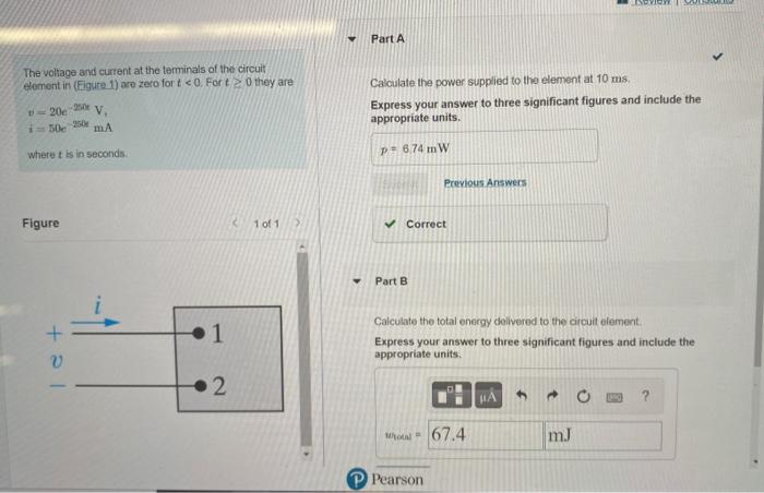 Solved The vollage and current at the terminals of the | Chegg.com