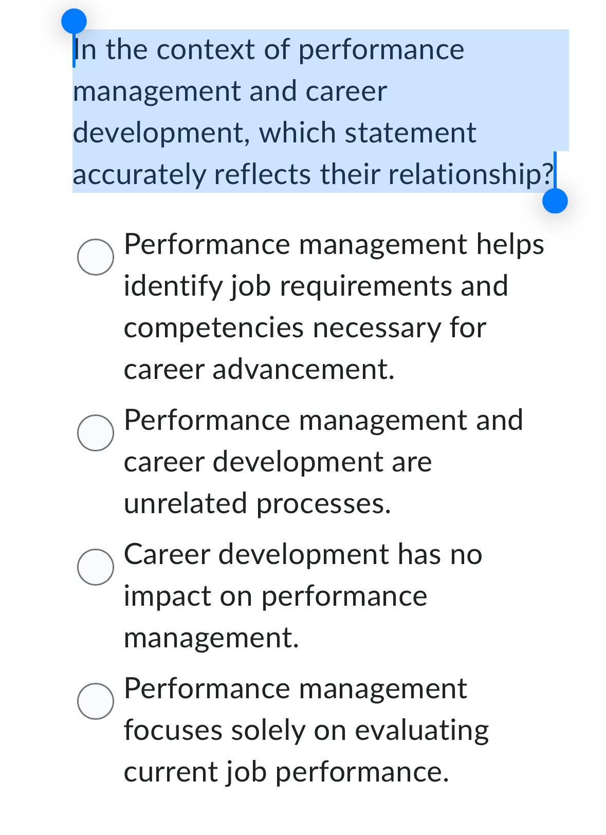 Solved In the context of performance management and career | Chegg.com