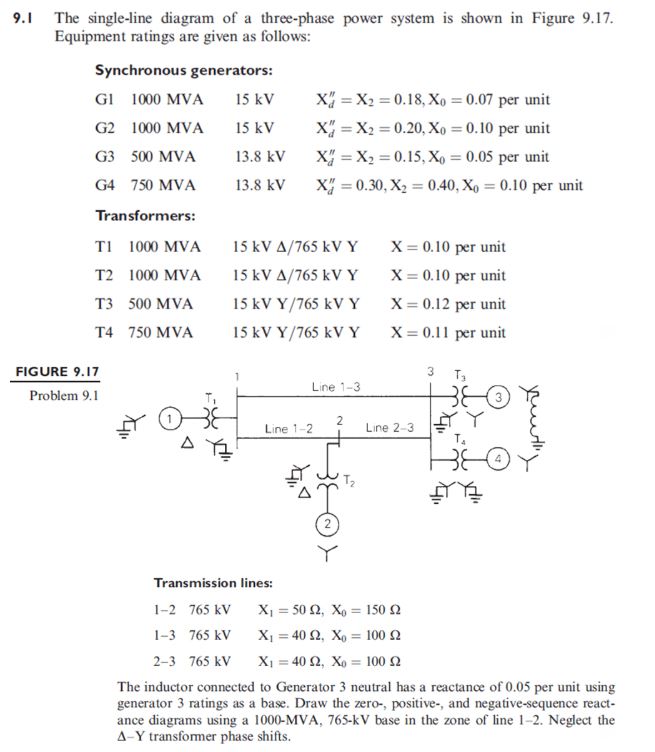 Solved 9.14 a. ﻿Determine the subtransient fault current in | Chegg.com