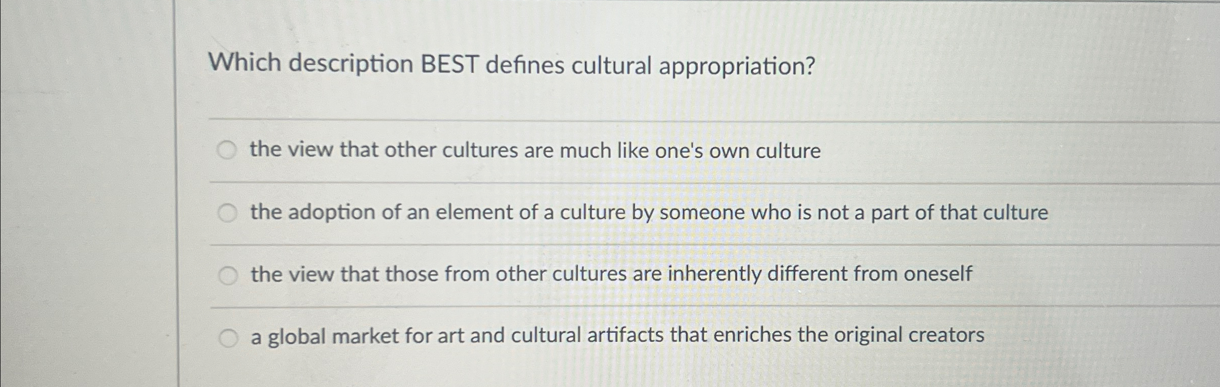 Solved Which description BEST defines cultural | Chegg.com