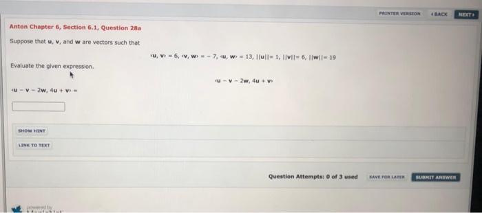 Solved PRINTER VERSION NET Anton Chapter 6, Section 6.1. | Chegg.com