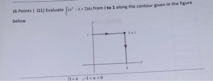 Solved (6 Points) Q1) Evaluate ∫c(z2−z+2)dz from i to 1 | Chegg.com