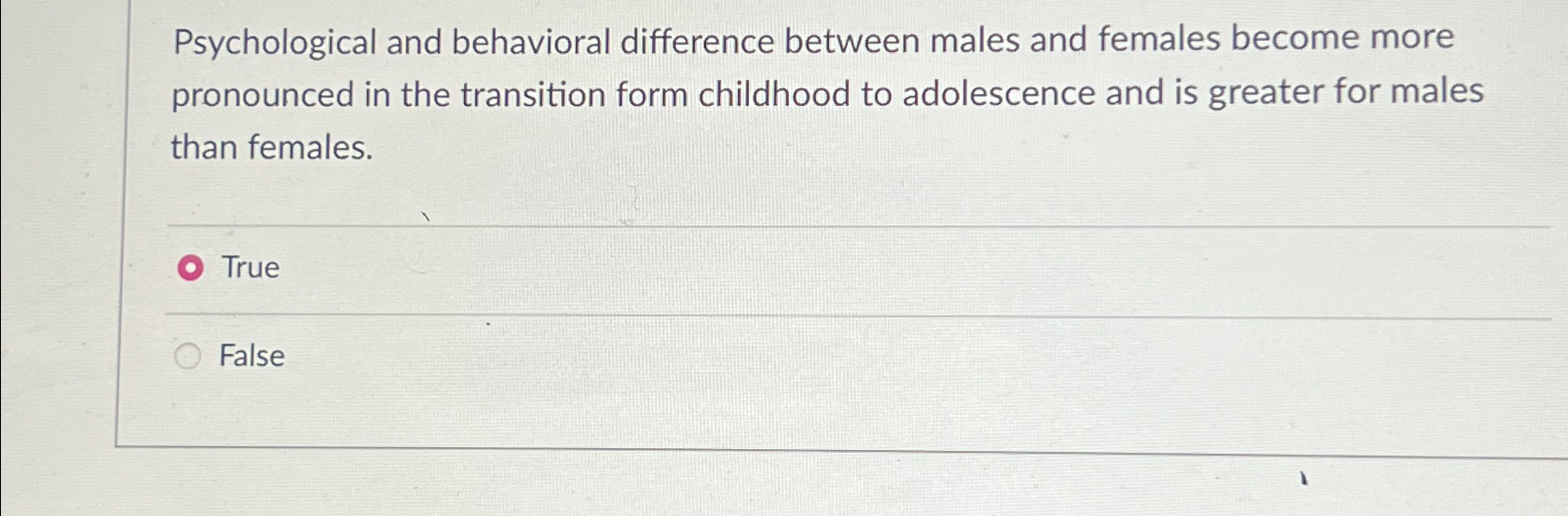 Solved Psychological and behavioral difference between males | Chegg.com