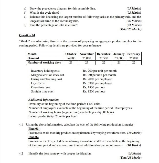 a) Draw the precedence diagram for this assembly | Chegg.com