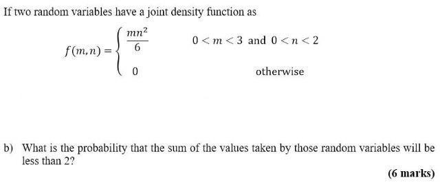 Solved If two random variables have a joint density function | Chegg.com