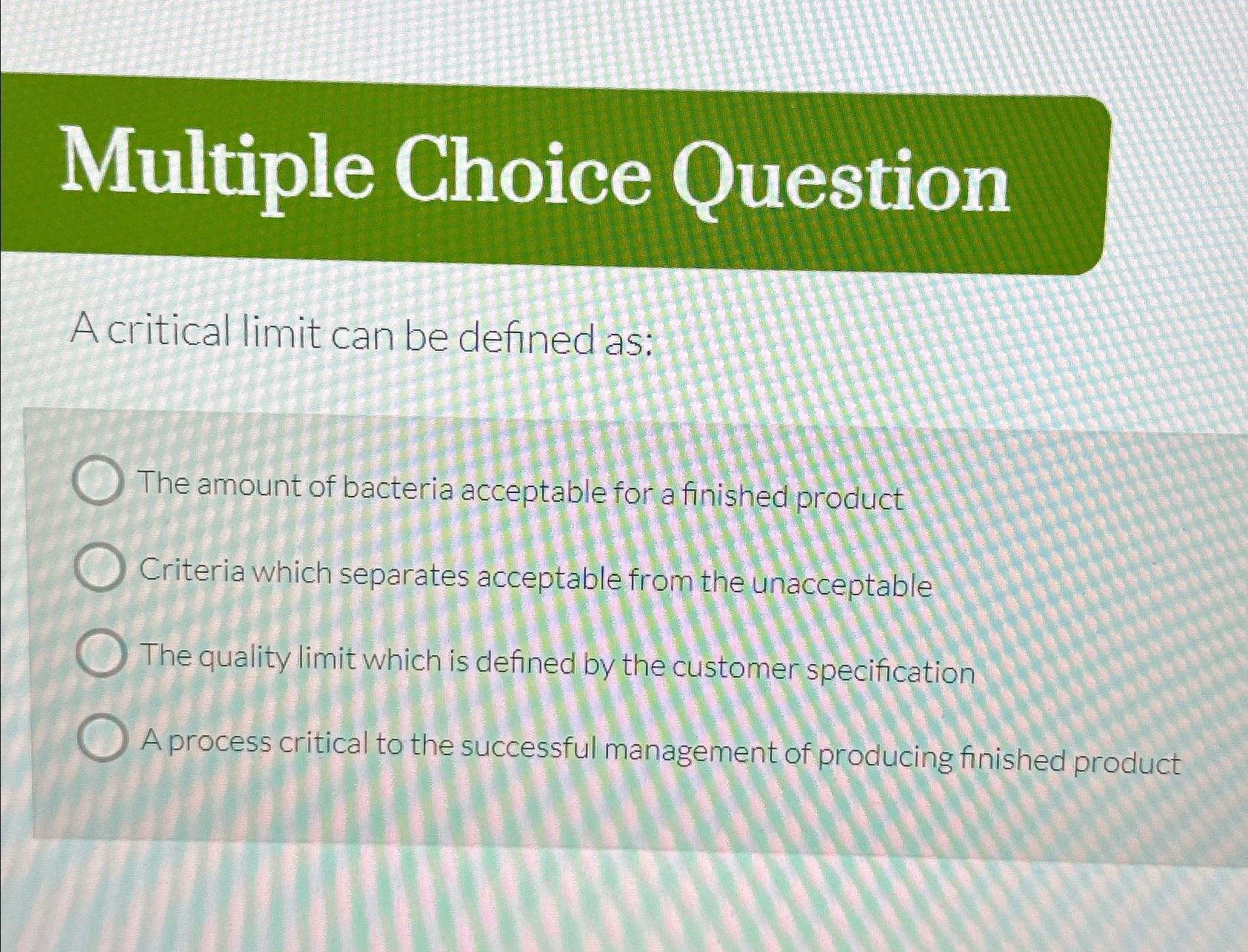 Solved Multiple Choice QuestionA critical limit can be | Chegg.com