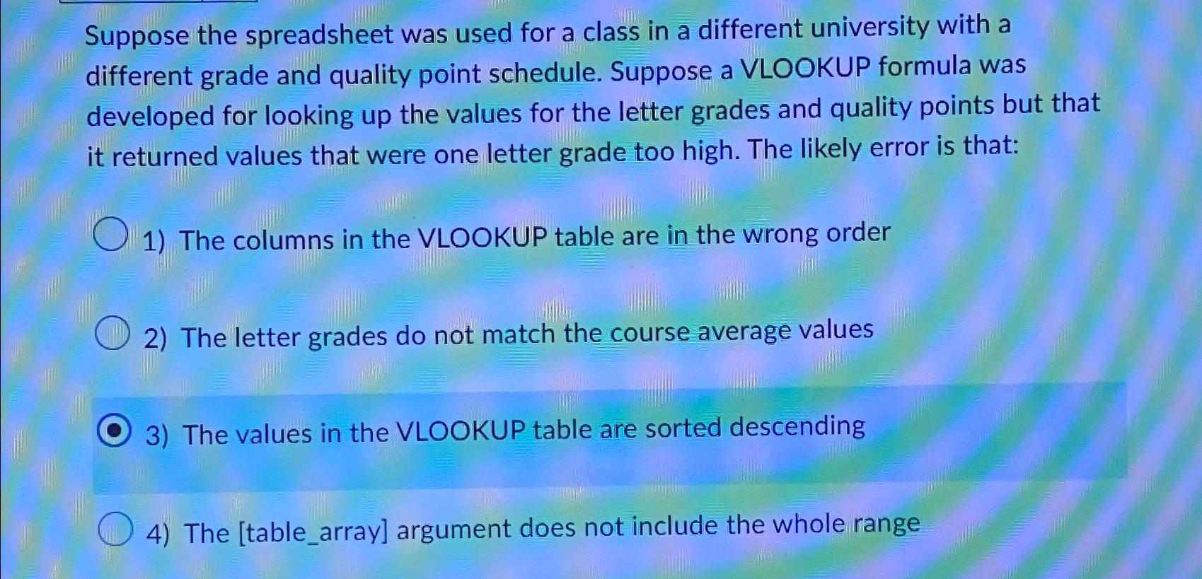 Solved Suppose the spreadsheet was used for a class in a | Chegg.com Solved Suppose the spreadsheet was used for a class in a | Chegg.com