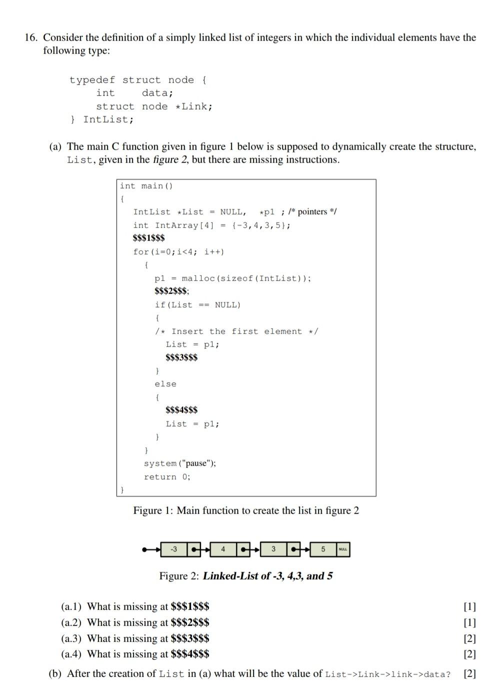 Solved 16. Consider the definition of a simply linked list | Chegg.com