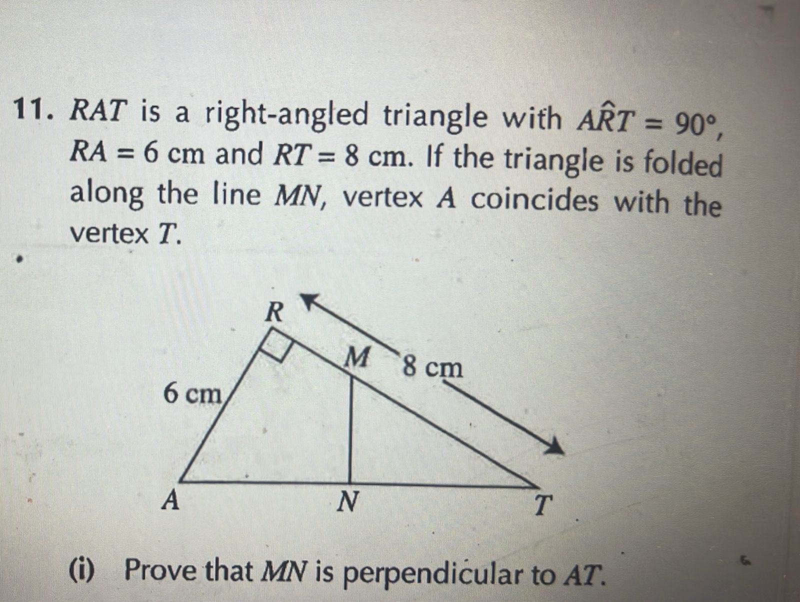 Solved RAT is a right-angled triangle with | Chegg.com
