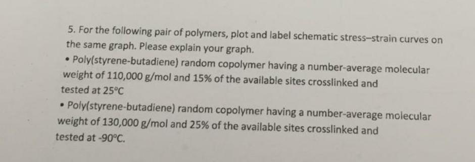 For the following pair of polymers, plot and label | Chegg.com