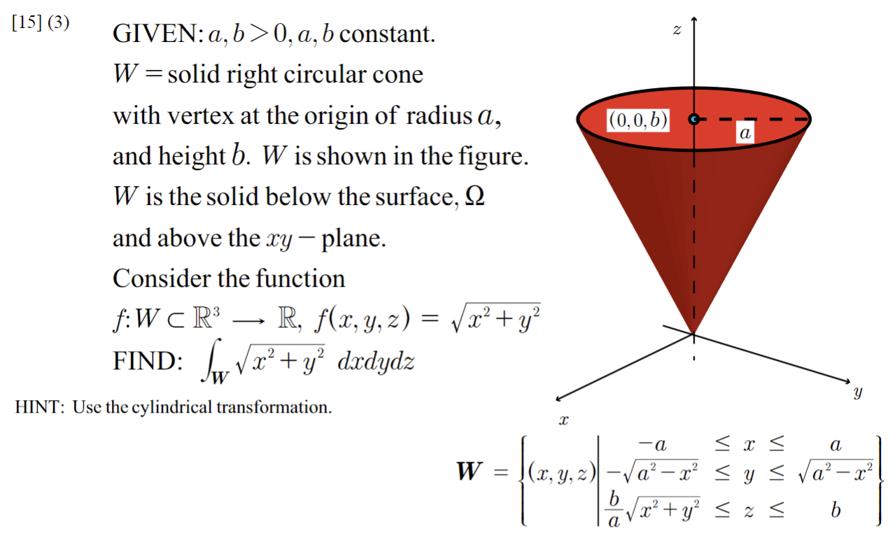Solved GIVEN: a, ﻿b >0, ﻿a, ﻿b constant.W = ﻿solid right | Chegg.com