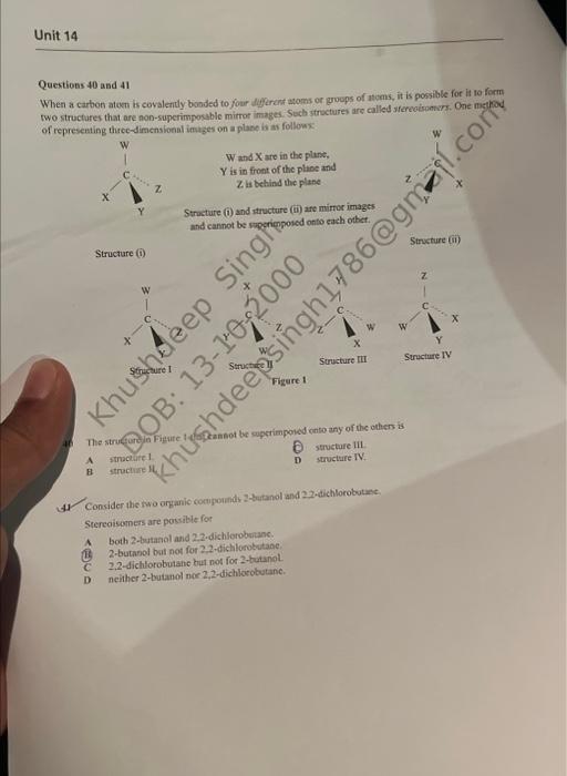 Solved Questions 40 and 41 When a carbon aton is coyalently | Chegg.com