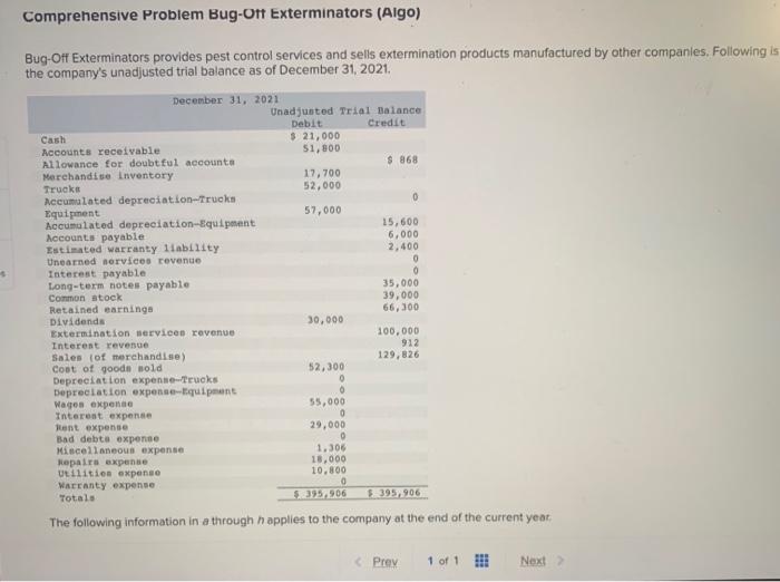 Comprehensive Problem Bug-Ott Exterminators (Aigo) | Chegg.com