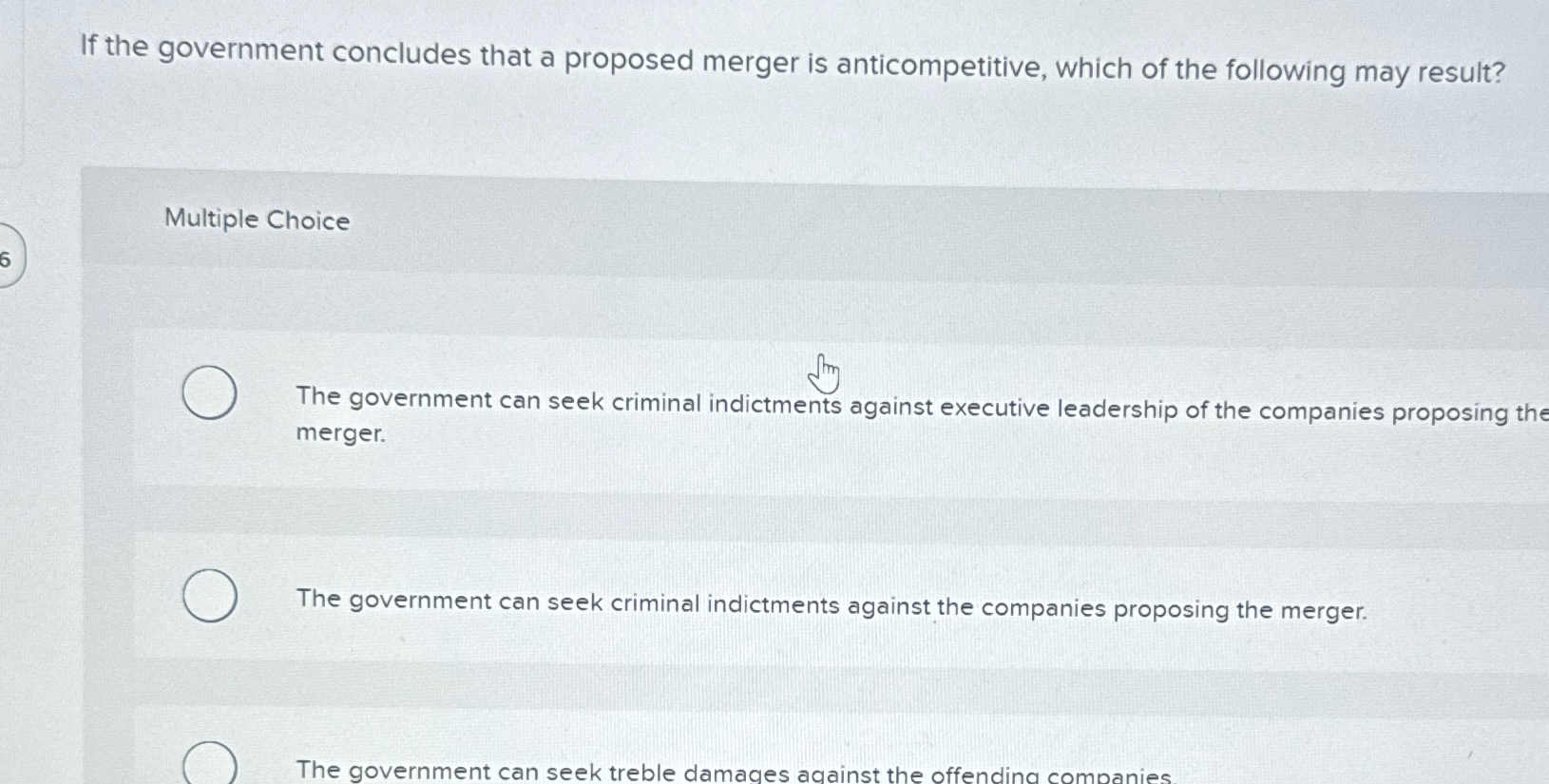 Solved If the government concludes that a proposed merger is | Chegg.com
