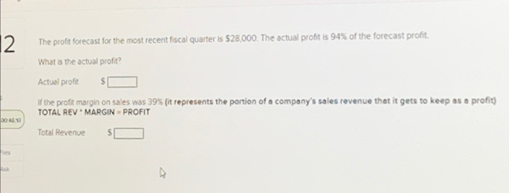 Solved The profit forecast for the most recent fiscal | Chegg.com
