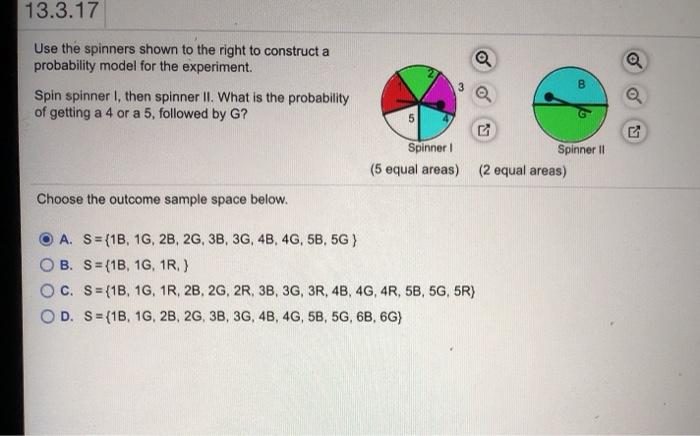 Solved 13.3.17 Use the spinners shown to the right to | Chegg.com