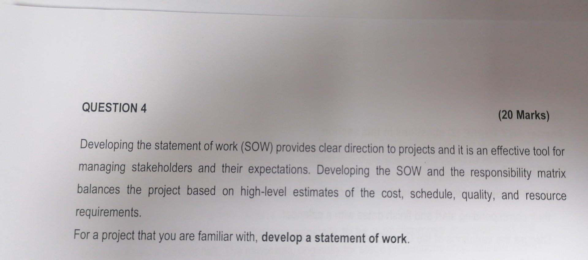 Solved QUESTION 4 (20 Marks) Developing the statement of | Chegg.com