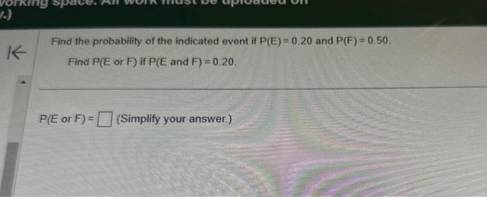 Solved Find the probability of the indicated event if | Chegg.com