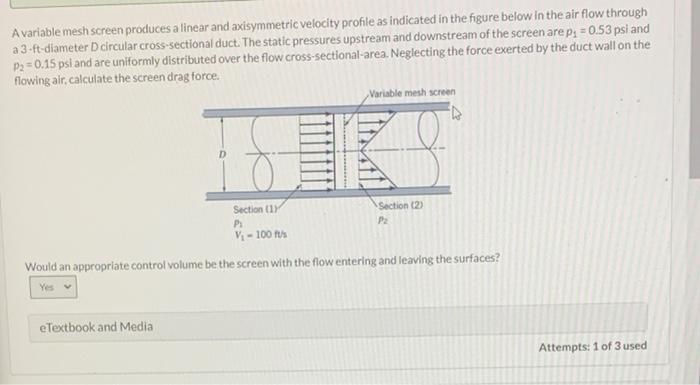 Solved A variable mesh screen produces a linear and | Chegg.com