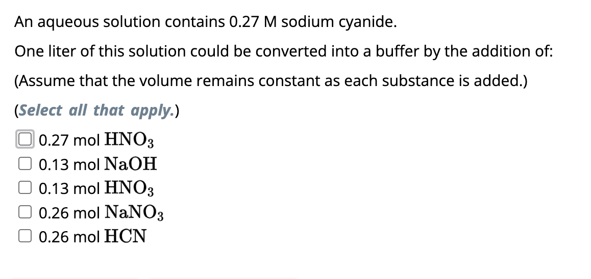 Solved An aqueous solution contains 0.27M ﻿sodium | Chegg.com