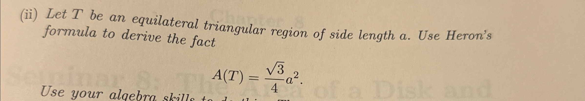 Solved (ii) ﻿Let T ﻿be an equilateral triangular region of | Chegg.com