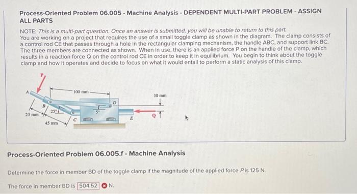 Solved - Process-Oriented Problem 06.005 - Machine Analysis | Chegg.com