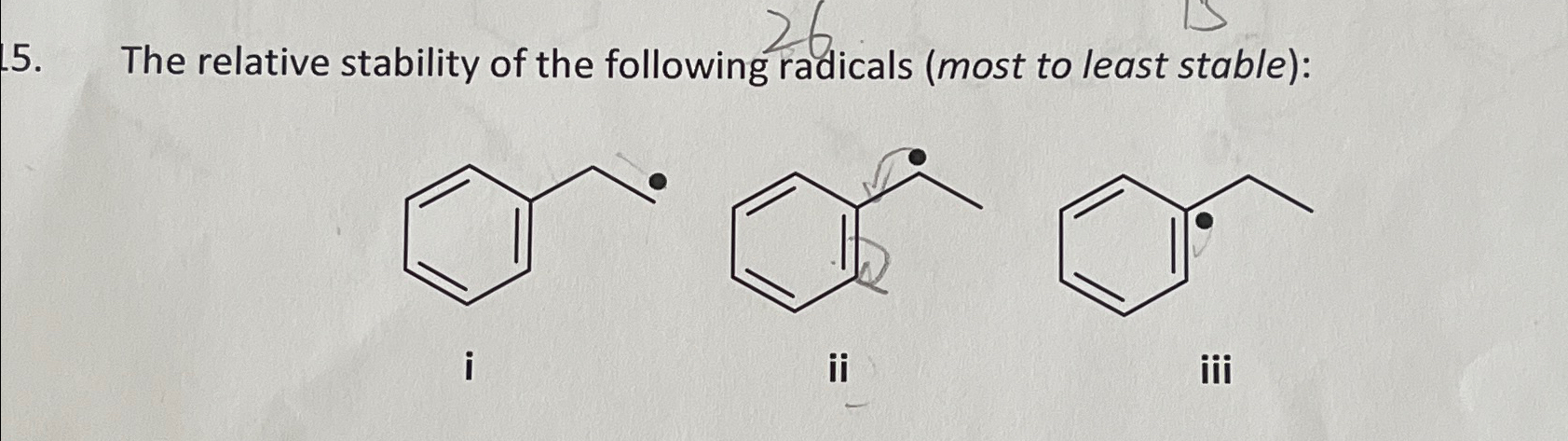 Solved The relative stability of the following radicals | Chegg.com