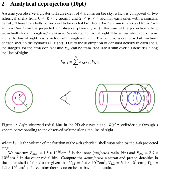Solved 2 ﻿Analytical deprojection (10pt)Assume you observe a | Chegg.com