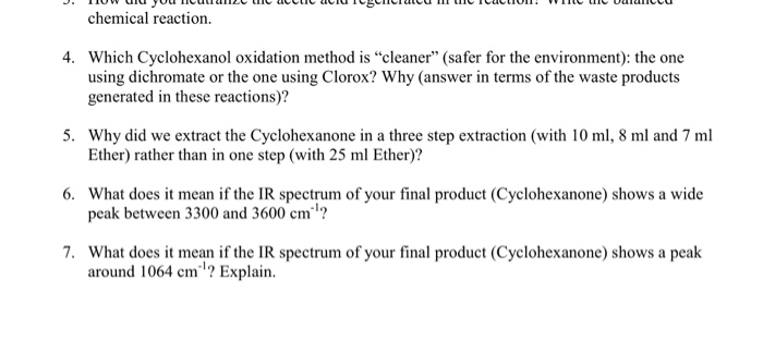 Solved chemical reaction 4. Which Cyclohexanol oxidation | Chegg.com