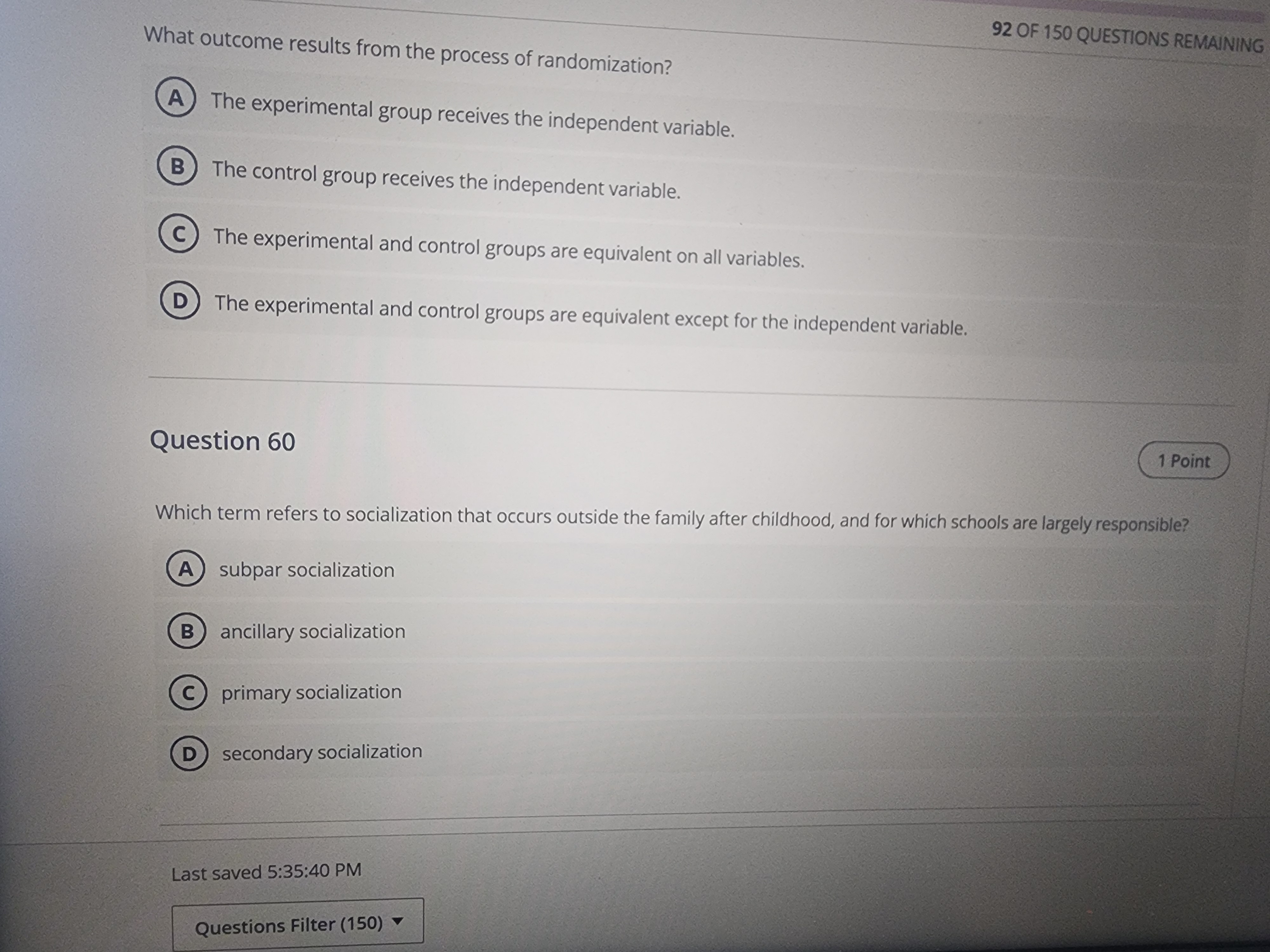 Solved What outcome results from the process of | Chegg.com