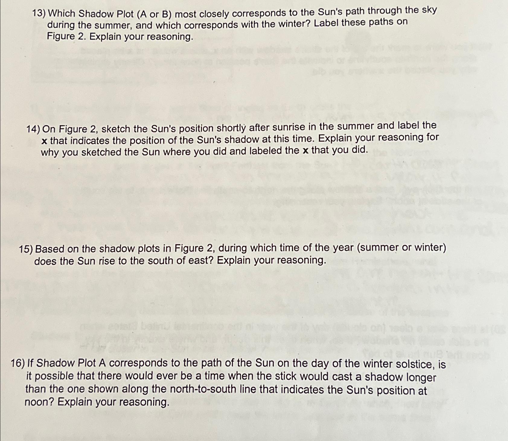 Solved Which Shadow Plot (A or B) ﻿most closely corresponds | Chegg.com