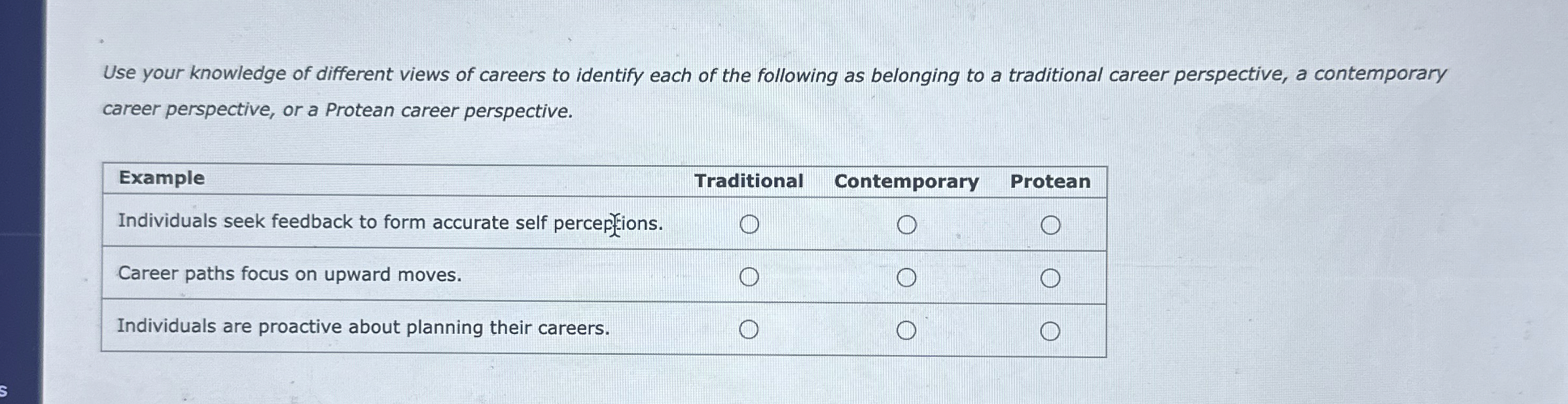 Solved Use your knowledge of different views of careers to | Chegg.com