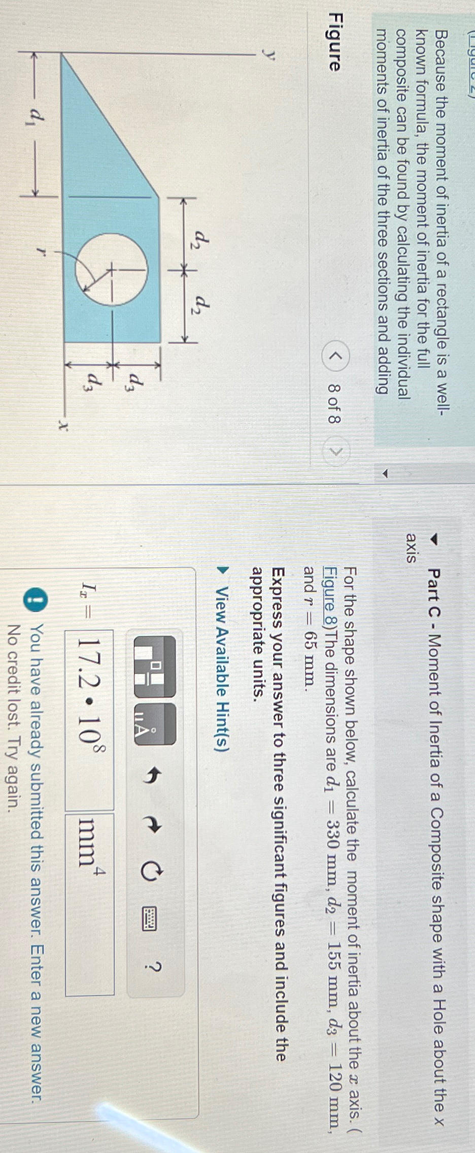 Solved Because the moment of inertia of a rectangle is a | Chegg.com