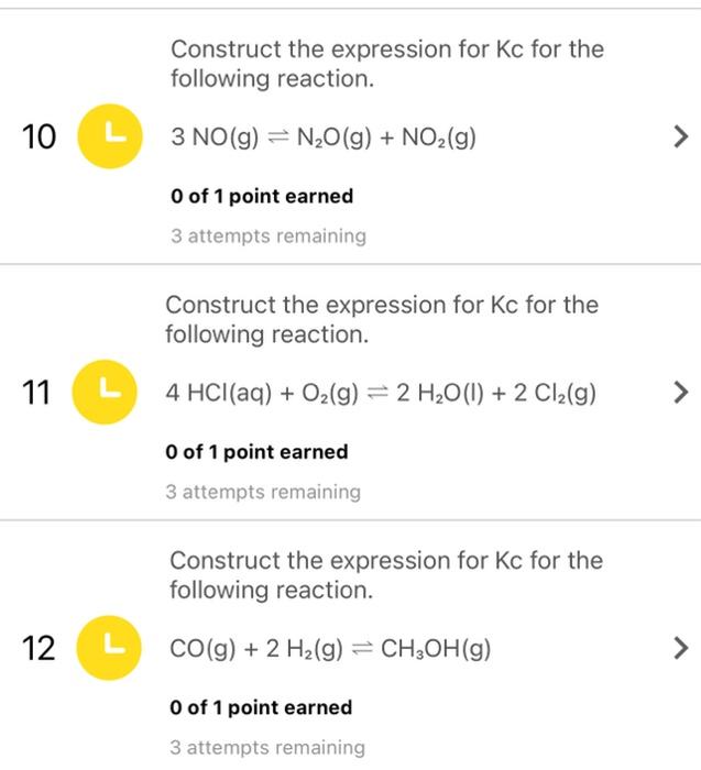 Solved Construct the expression for kc for the following | Chegg.com